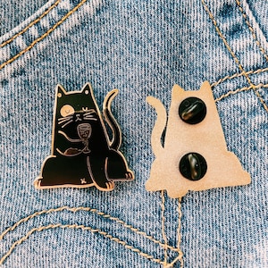 Cat Enamel Pin, White Cat Enamel Pin, Black Cat Enamel Pin, Hard Enamel ...