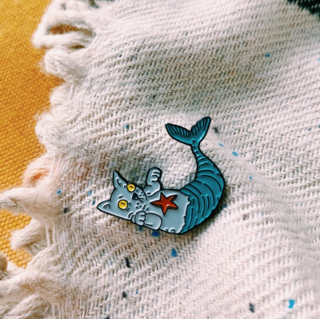 Cat Enamel Pin, Cat Mermaid Enamel Pin, Mermaid Cat, Mermaid Pin ...