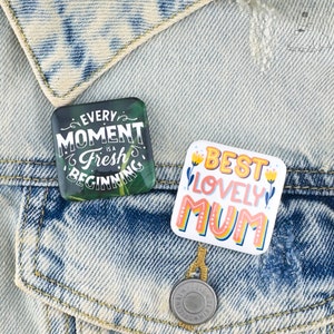 Unique Square Logo Badge - Customized Pin Button for Branding and ...