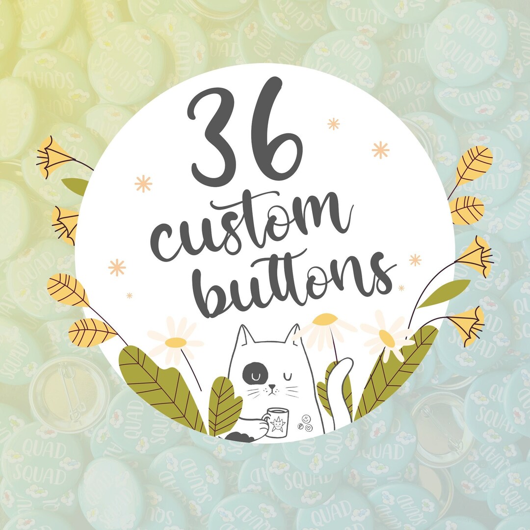 36 Personalized Buttons Pack - Design Your Own Buttons for DIY Projects ...