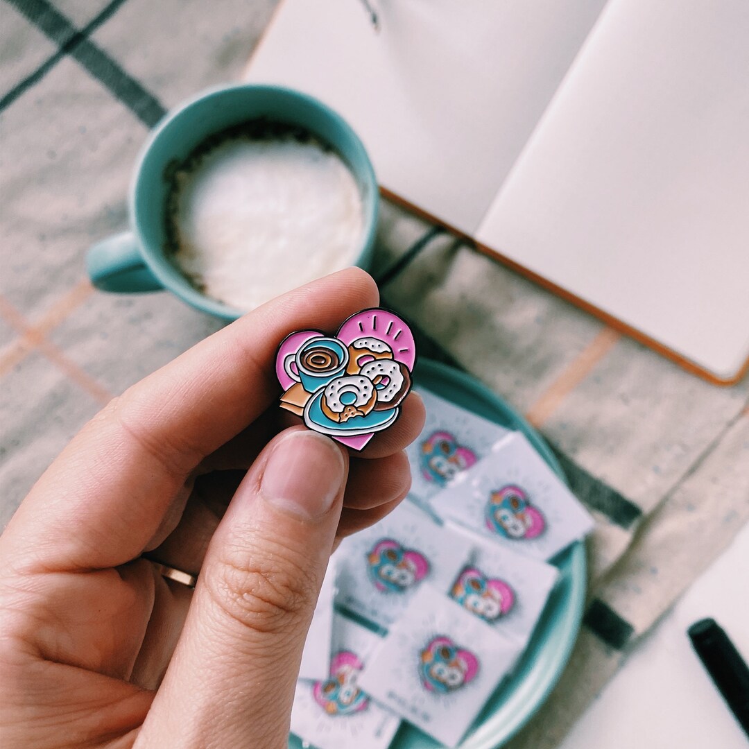 Coffee and Donuts Enamel Pin, Doughnut, Donut Pin, Lapel Pin, Pin Badge ...
