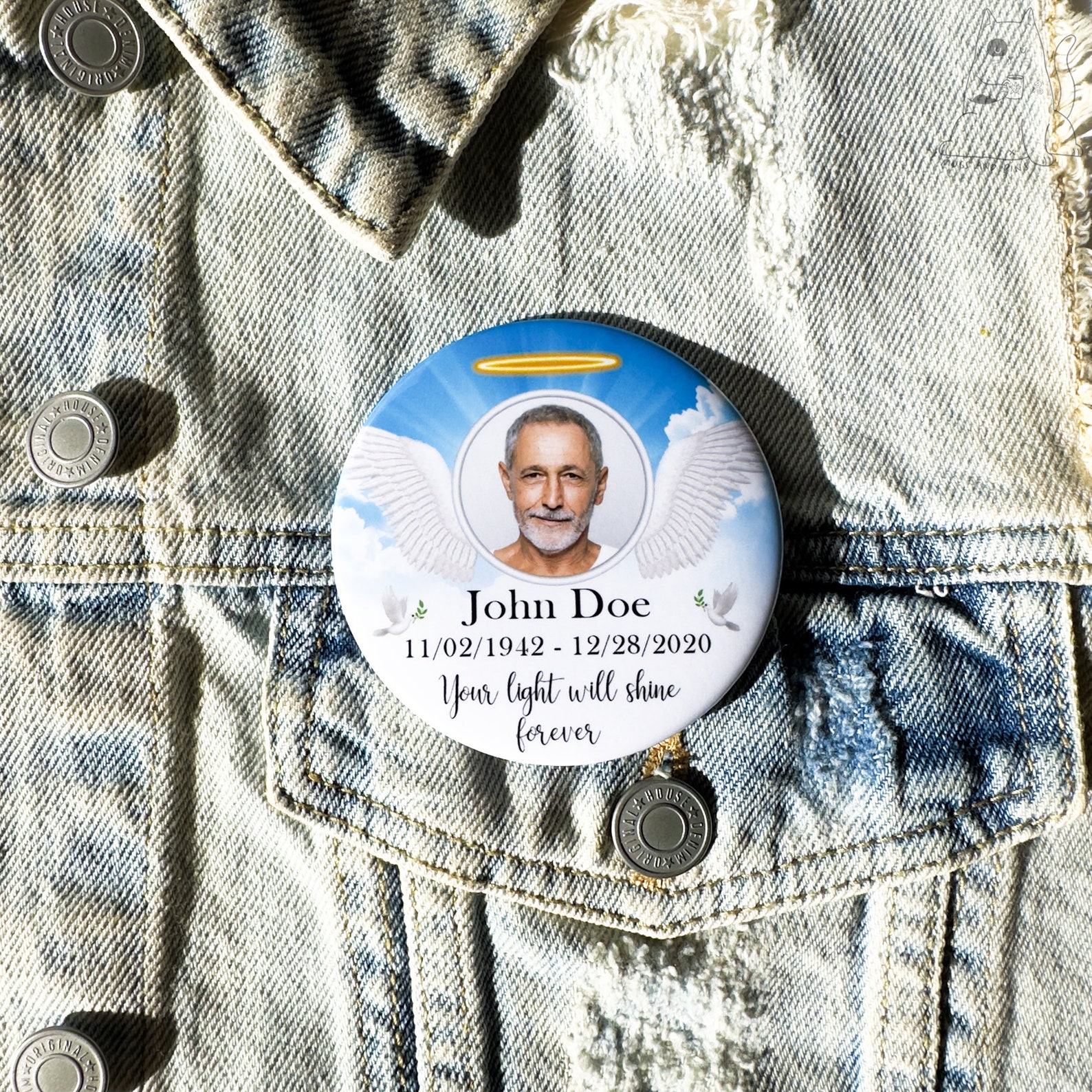 Memorial Button Pin Memory Pin Custom Photo Memorial Button - Etsy