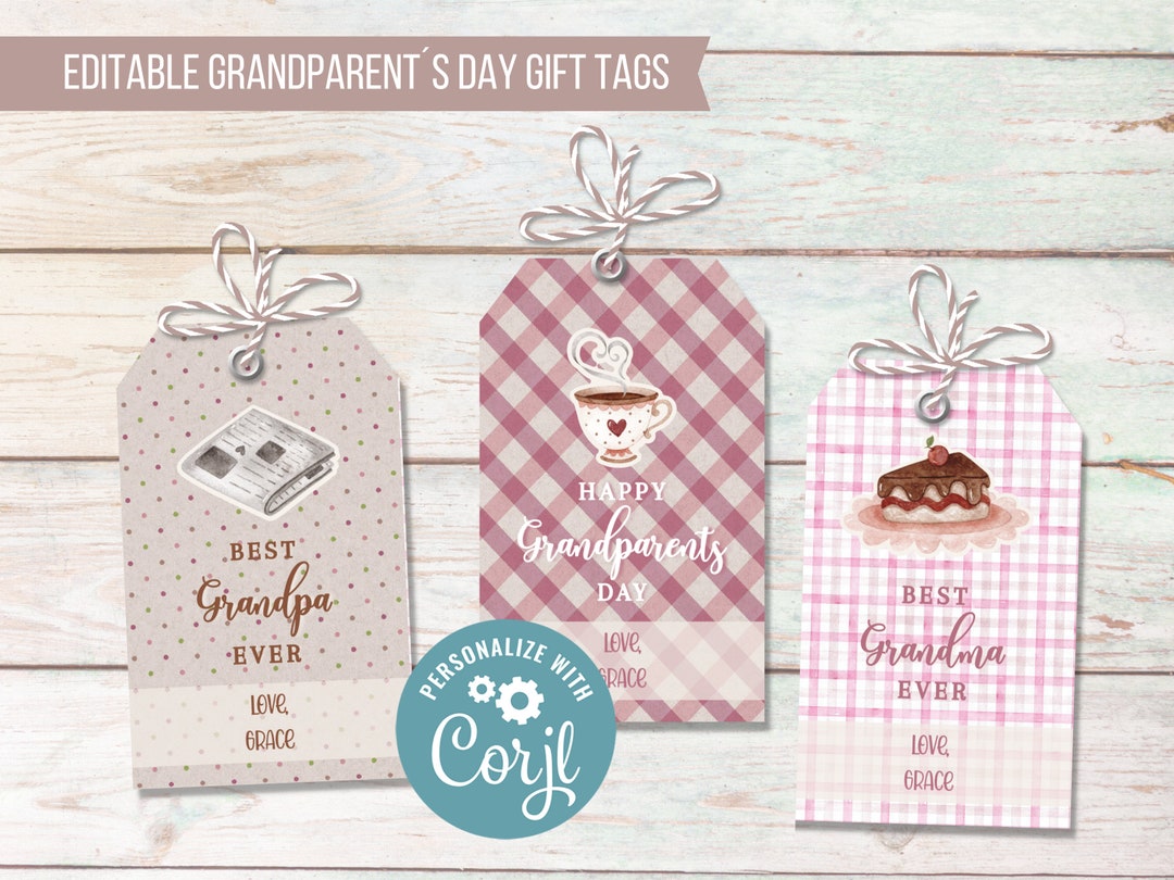 Grandparents Day Editable Gift Tags Best Grandpa Ever Favor - Etsy