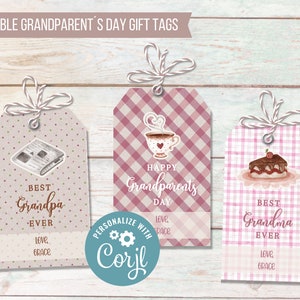 Grandparents Day Editable Gift Tags Best Grandpa Ever Favor - Etsy