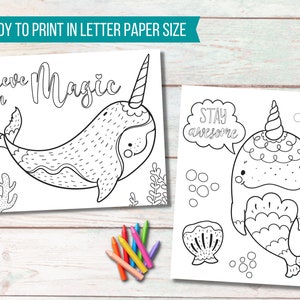 Narwhal Coloring Activity, Narwhal Birthday Party Games for Kids ...
