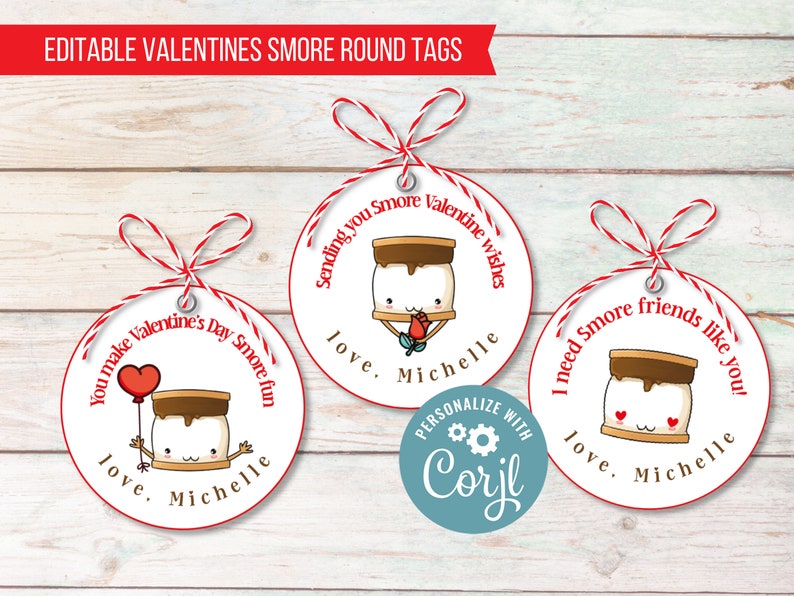 Editable Valentine Smore Gift Tag Printable S'mores - Etsy