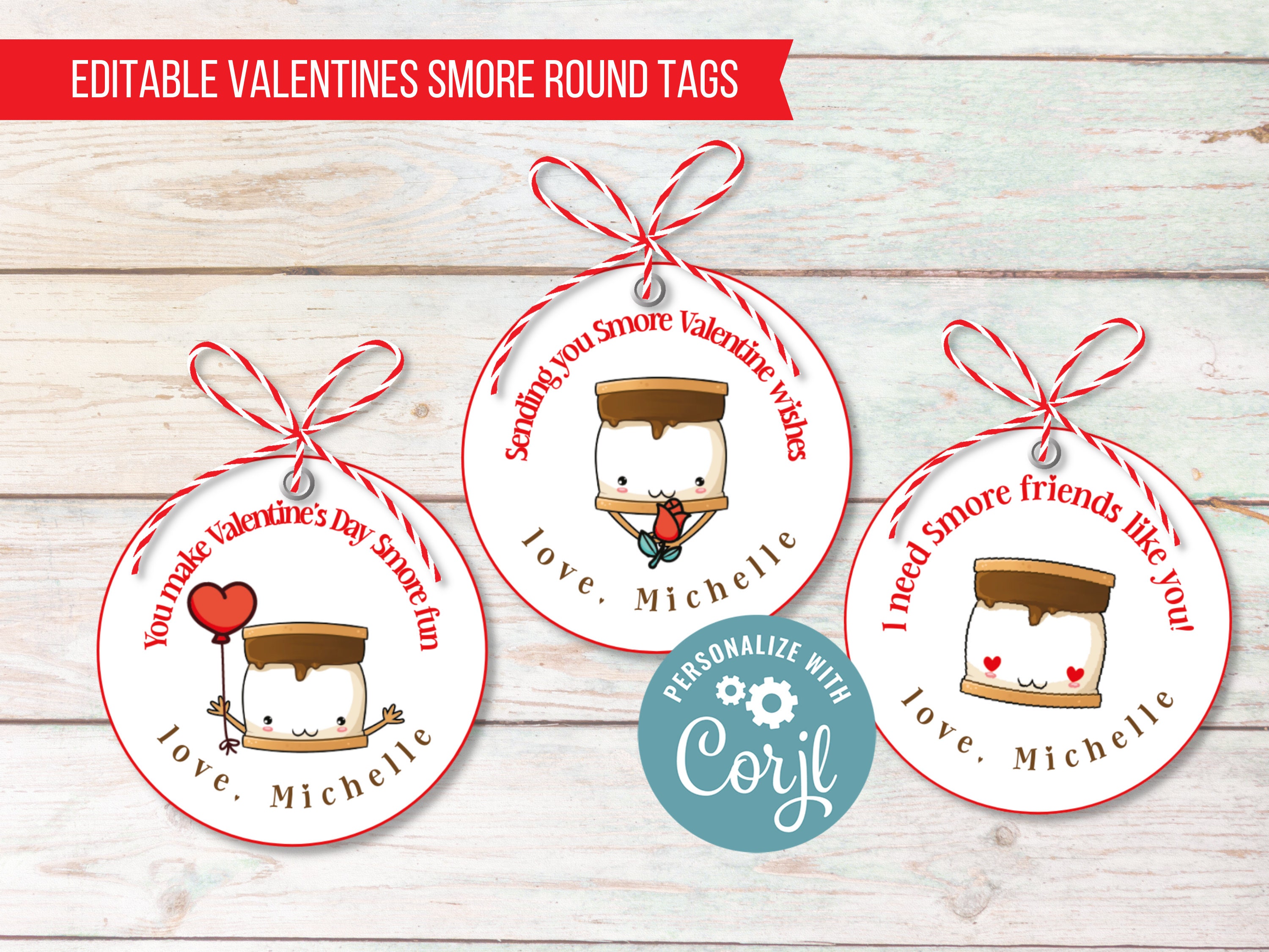 Editable Valentine Smore Gift Tag Printable S'mores - Etsy