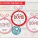 Happy Valentines Day Printable Gift Tags You're the Bomb | Etsy