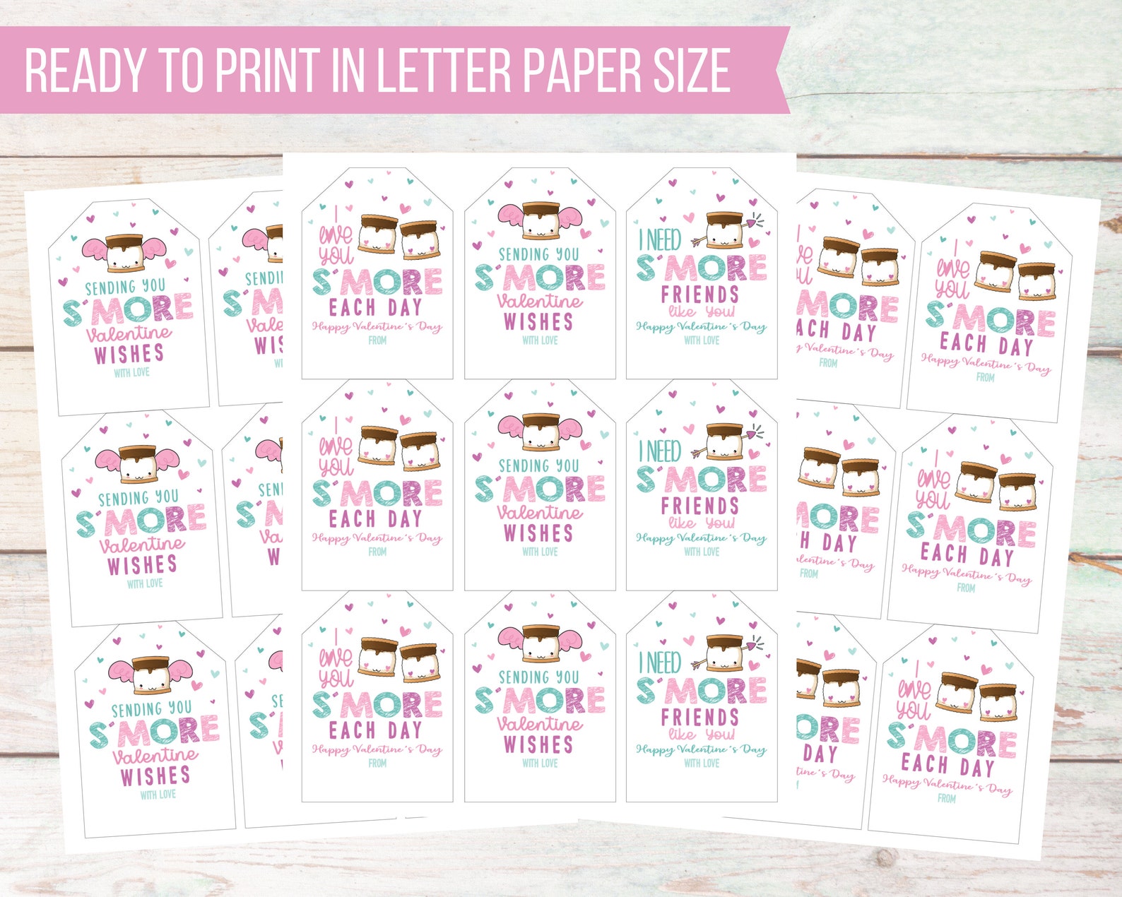 Valentine Day Tags S'more Tag Printable Valentine Favor | Etsy