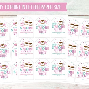 Valentine Day Tags S'more Tag Printable Valentine Favor | Etsy