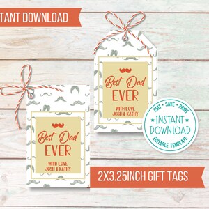 Happy Fathers Day Gift Tag, Moustache Fathers Day Gift Favor Tags ...