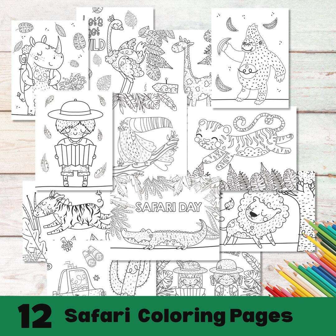 Safari Coloring Pages for Kids, Printable Jungle Animals Coloring ...