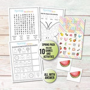 Spring Printable Game Bundle, Printable Bundle Activity Pack, Word ...