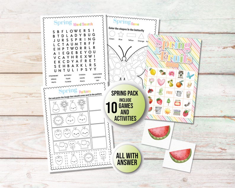 Spring Printable Game Bundle, Printable Bundle Activity Pack, Word ...
