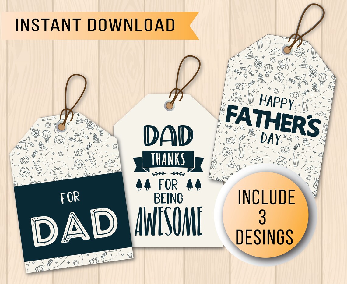 Happy Fathers Day Printable Gift Tags Adventure Fathers Day - Etsy
