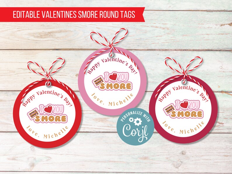Valentine Smore Gift Tag I Love You Smore Editable PDF - Etsy