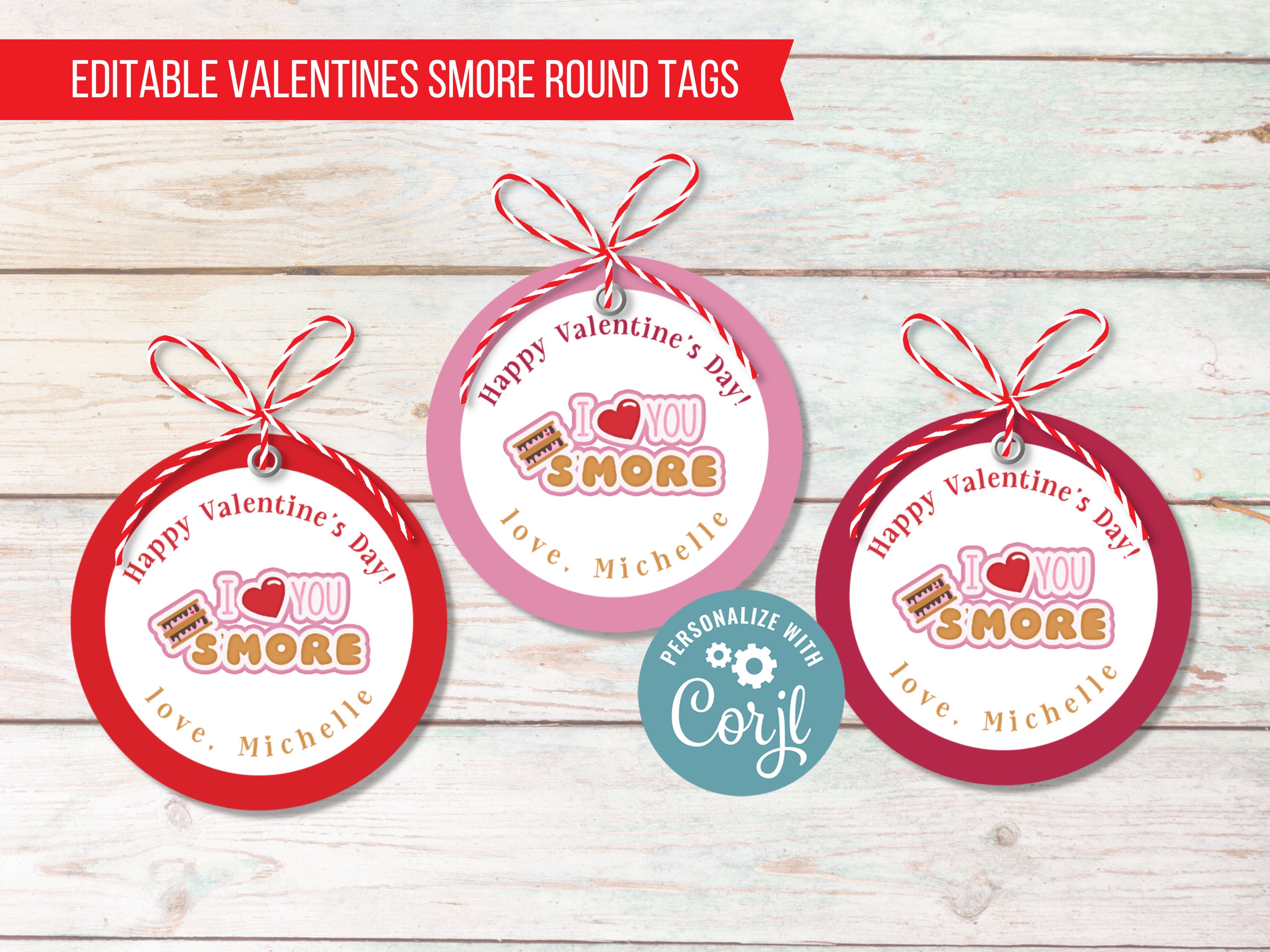 Valentine Smore Gift Tag I Love You Smore Editable PDF - Etsy