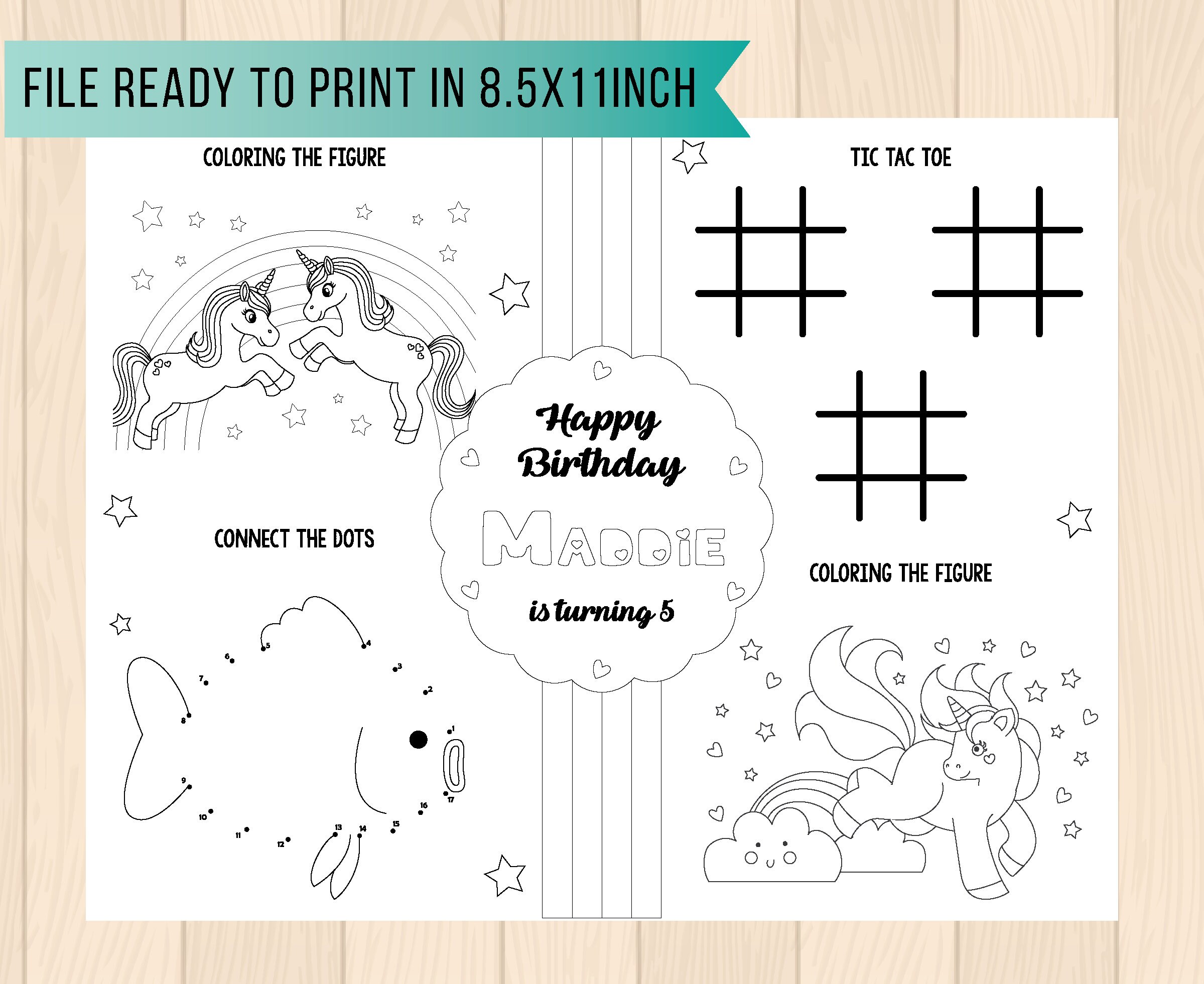 Unicorn Activity Placemat for Kids Printable Unicorn Game | Etsy