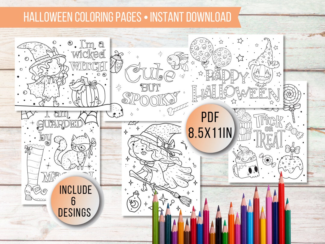 Halloween Coloring Pages for Kids Printable Halloween Witch - Etsy