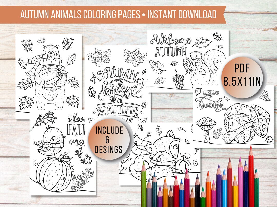 Autumn Coloring Pages for Kids Printable Fall Classroom - Etsy