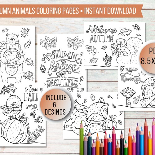 Autumn Coloring Pages for Kids Printable Fall Classroom - Etsy