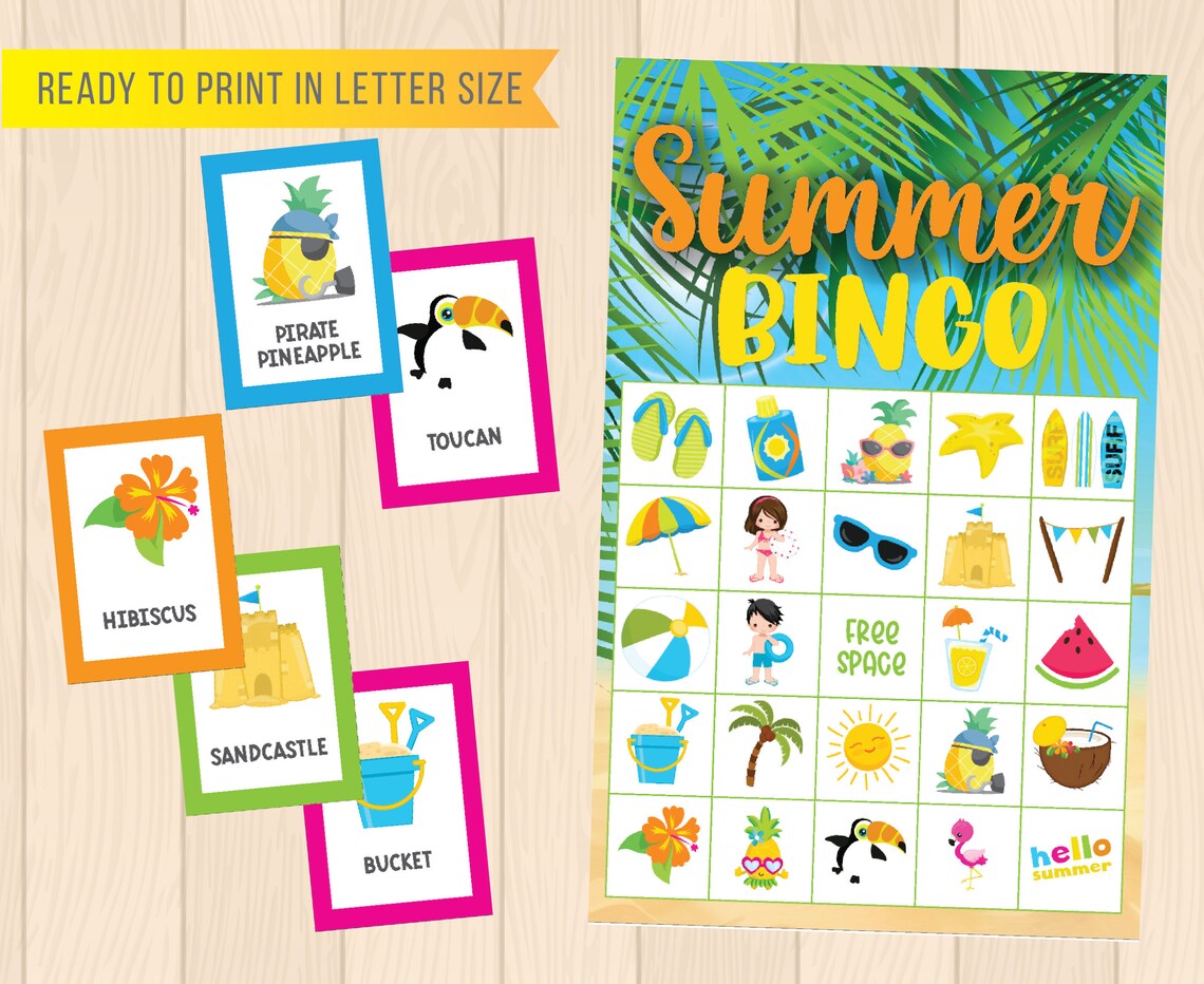 Summer Bingo Game Instant Download Printable Activity for - Etsy