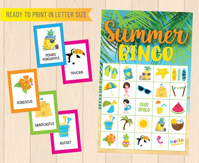 Summer Bingo Game Instant Download Printable Activity for - Etsy