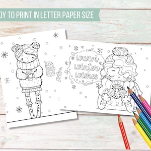 Winter Girls Kids Coloring Pages, Printable Winter Kids Coloring Sheets ...