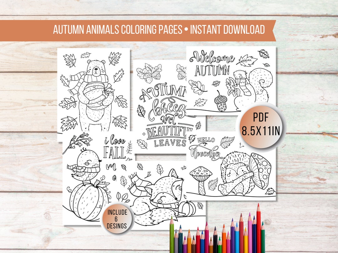 Autumn Coloring Pages for Kids, Printable Fall Classroom Activity, Kids ...