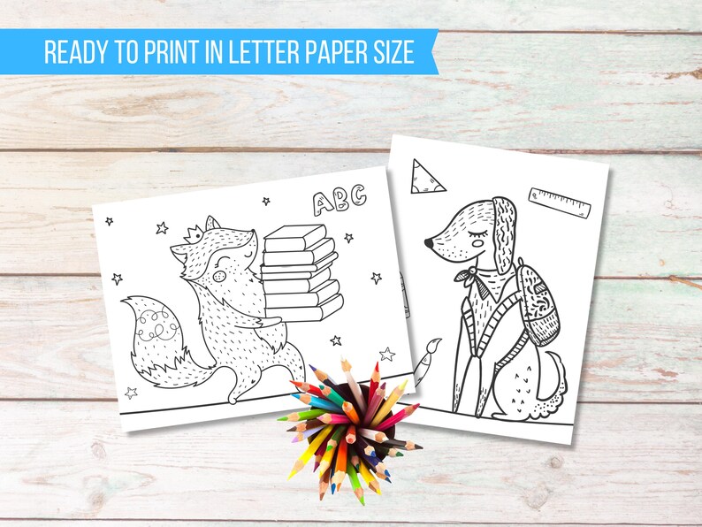 Back to School Kids Coloring Pages, Kids Animal Activity, Woodland ...
