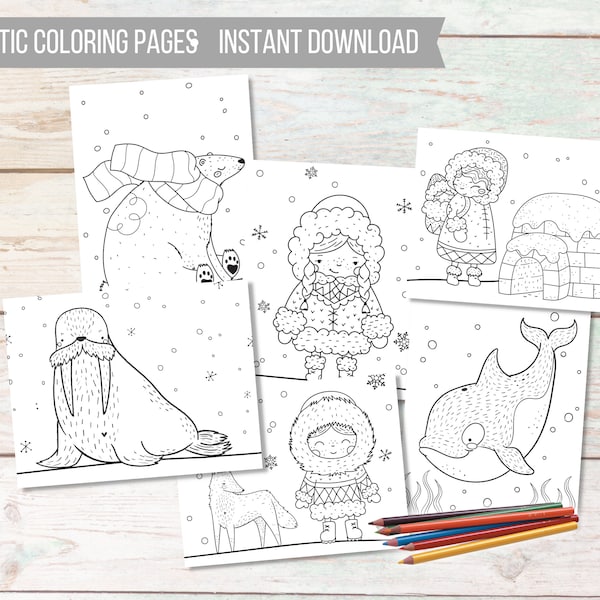 Arctic Animal Coloring Page - Etsy