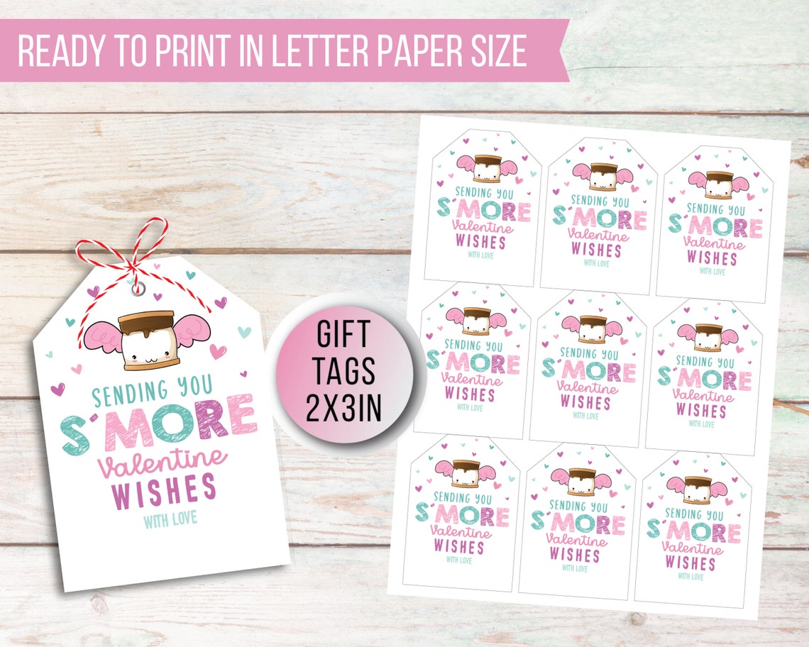Valentine Day Tags S'more Tag Printable Valentine Favor | Etsy