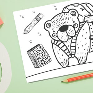 Back to School Kids Coloring Pages, Kids Animal Activity, Woodland ...