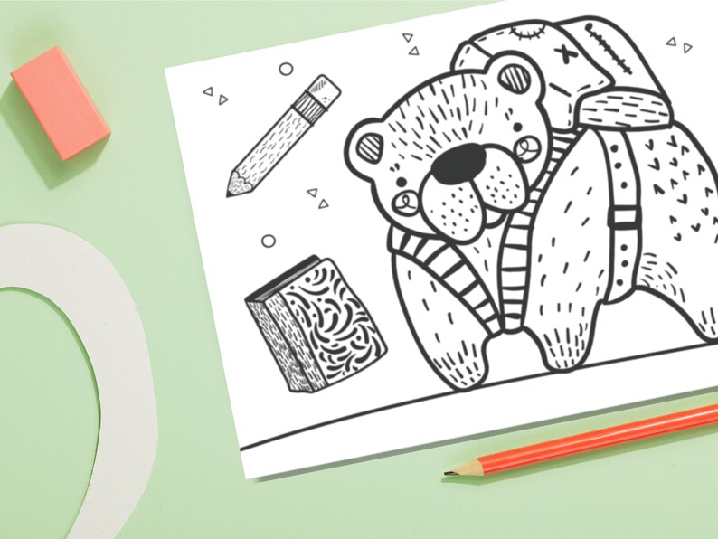 Back to School Kids Coloring Pages Kids Animal Activity - Etsy