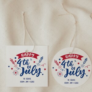 Happy 4th of July Round Cookie Tag, Patriotic Gift Tags, Fourth of July ...