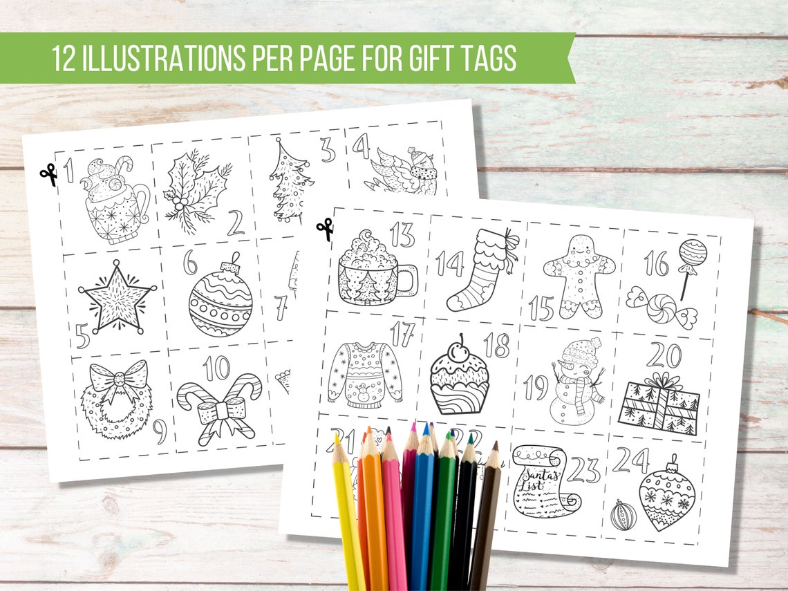Christmas Advent Calendar Kids Coloring Page Christmas - Etsy