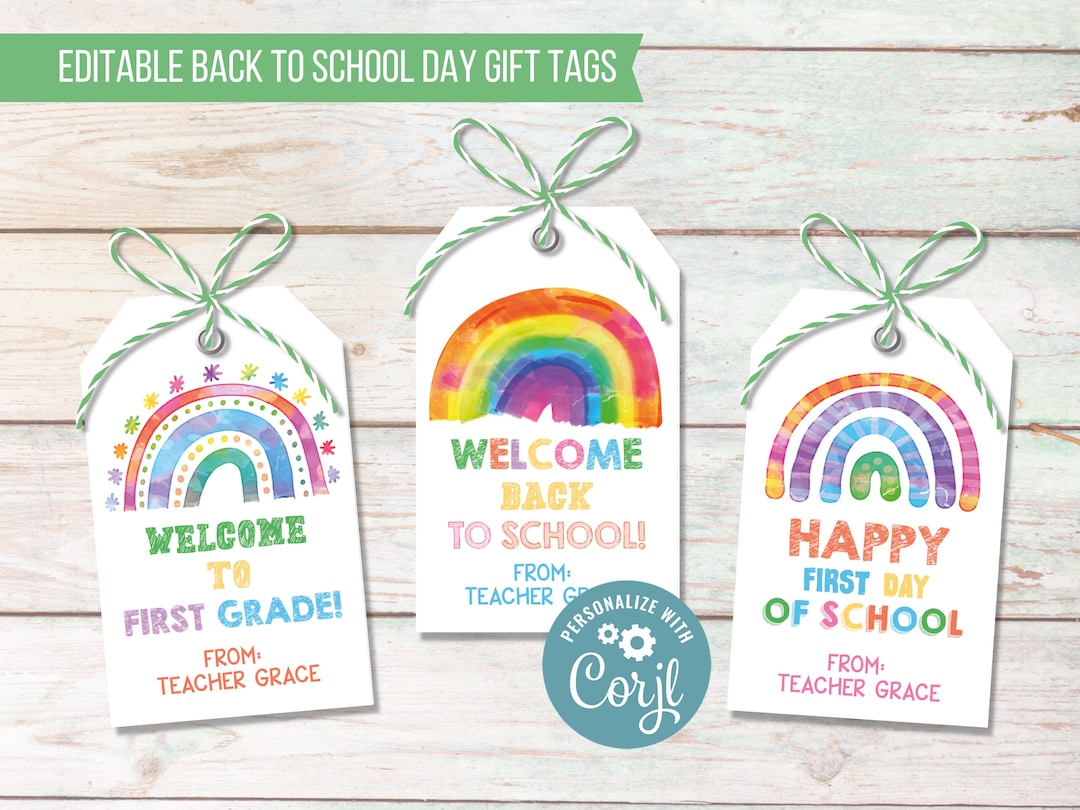 Back to School Editable Gift Tags First Day of School Tag - Etsy