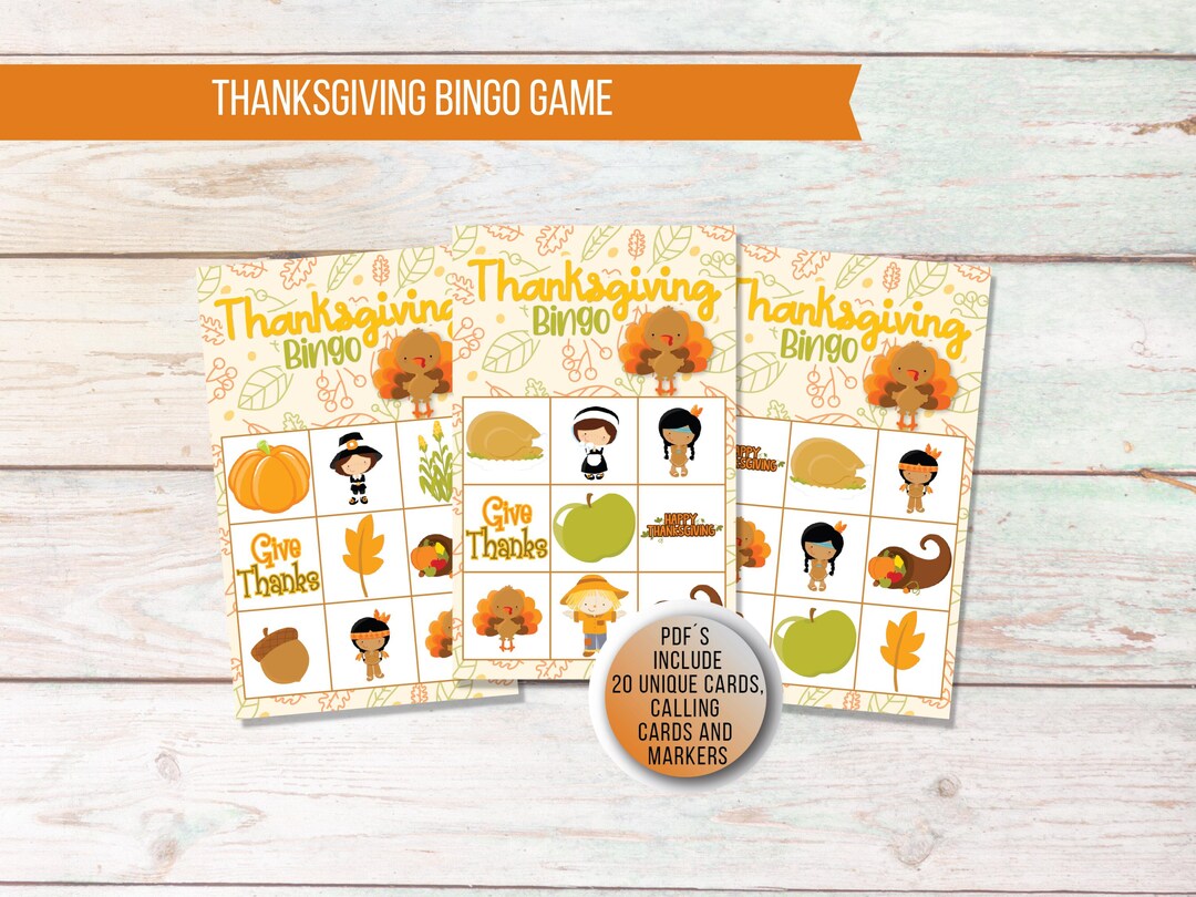 Thanksgiving Bingo Game Printable for Kids, Fun Fall Picture Bingo ...