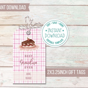 Grandparents Day Editable Gift Tags, Best Grandpa Ever Favor Tags ...