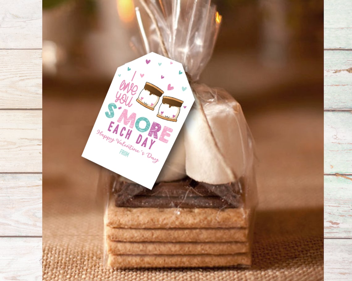 Valentine Day Tags S'more Tag Printable Valentine Favor | Etsy