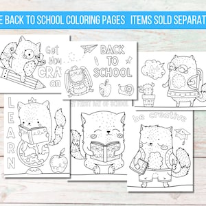 Back to School Kids Coloring Pages, Kids Animal Activity, Woodland ...