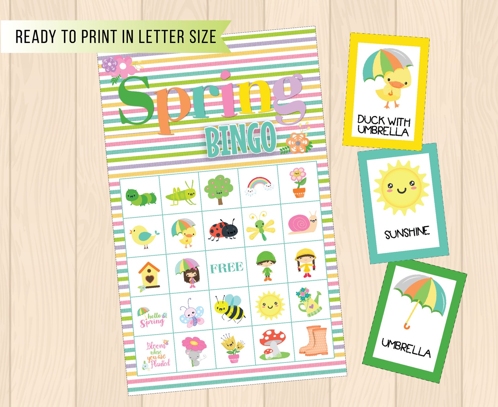 Spring Bingo Game for Kids Printable Spring Educational Game | Etsy