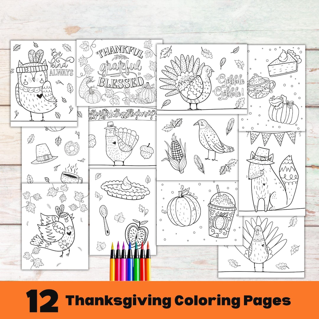Thanksgiving Coloring Pages for Kids, Printable Fall Coloring Sheets ...