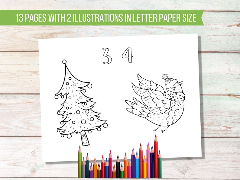 Christmas Advent Calendar Kids Coloring Page Christmas - Etsy