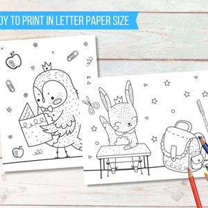 Back to School Kids Coloring Pages, Kids Animal Activity, Woodland ...