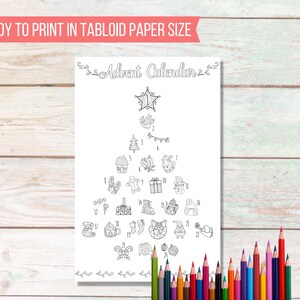 Christmas Countdown Printable Coloring Page, Advent Calendar, Kids ...