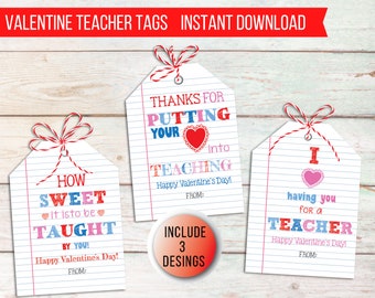 Teacher Valentine Tag | Etsy