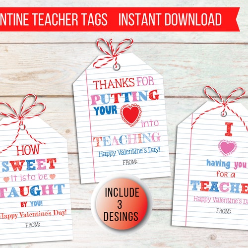 Valentine's Day Thank You Gift Tags Teacher Staff | Etsy