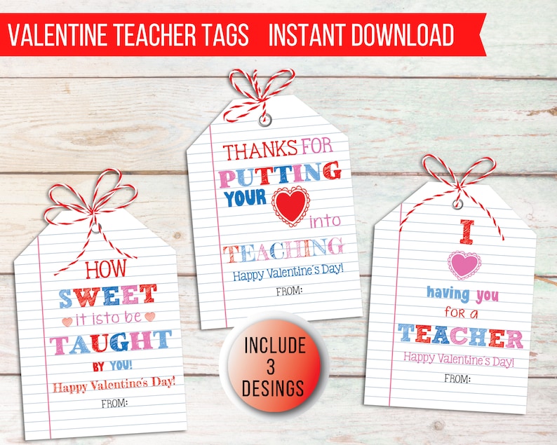 Valentine Gift Tags Happy Valentines Day Cookie Tag Teacher | Etsy