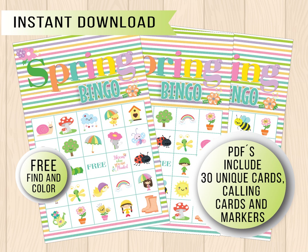 Spring Bingo Game for Kids Printable Spring Educational Game - Etsy